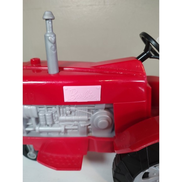 Mattel | Toys | Barbie Red Tractor With Pink Logo And Seat Farm Vehicle ...